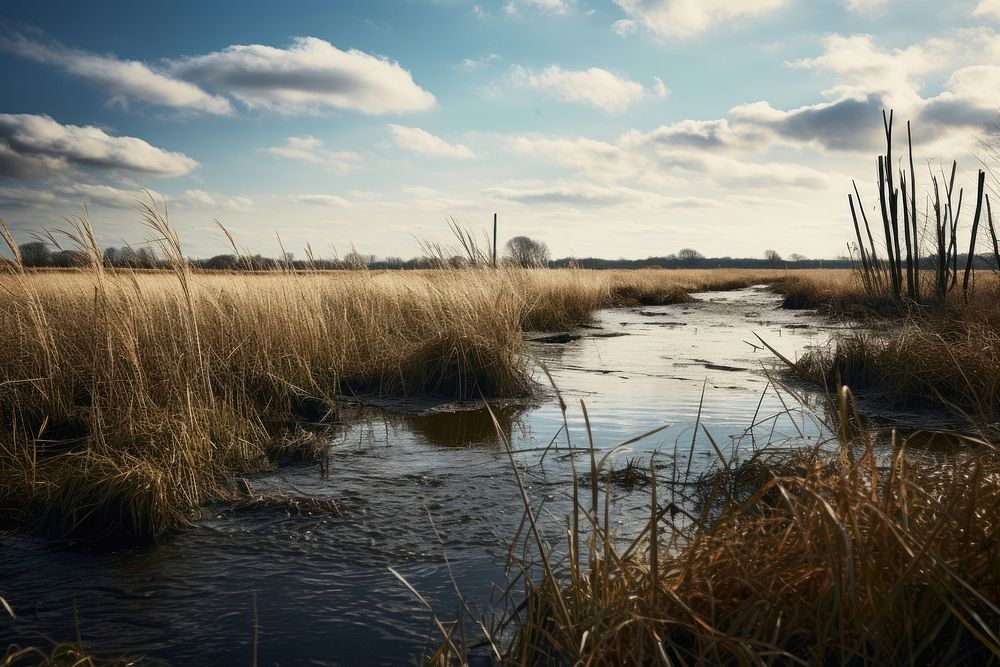 Marsh reed sky landscape. | Premium Photo - rawpixel