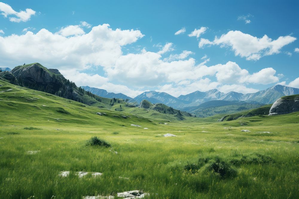 Plateau grass sky landscape | Free Photo - rawpixel