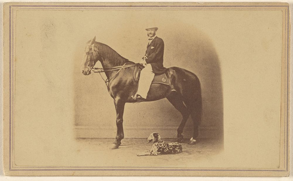 Portrait man horse, dog lying | Free Photo - rawpixel