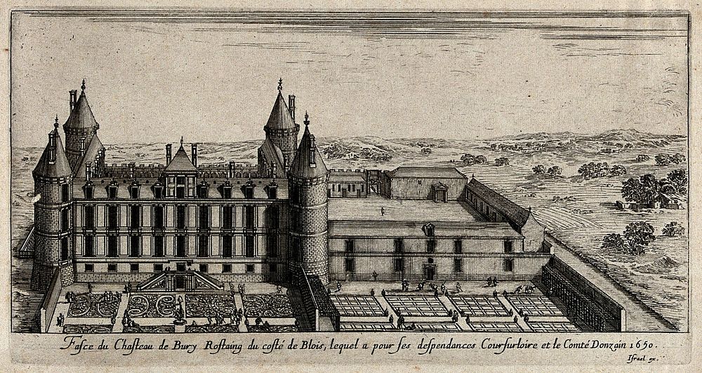 castle Bury Rostaing Blois. Etching. | Free Photo Illustration - rawpixel