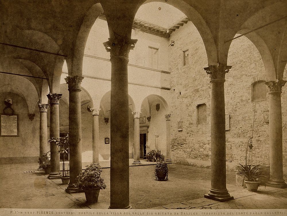 Galileo Galilei: courtyard Villa del | Free Photo Illustration - rawpixel