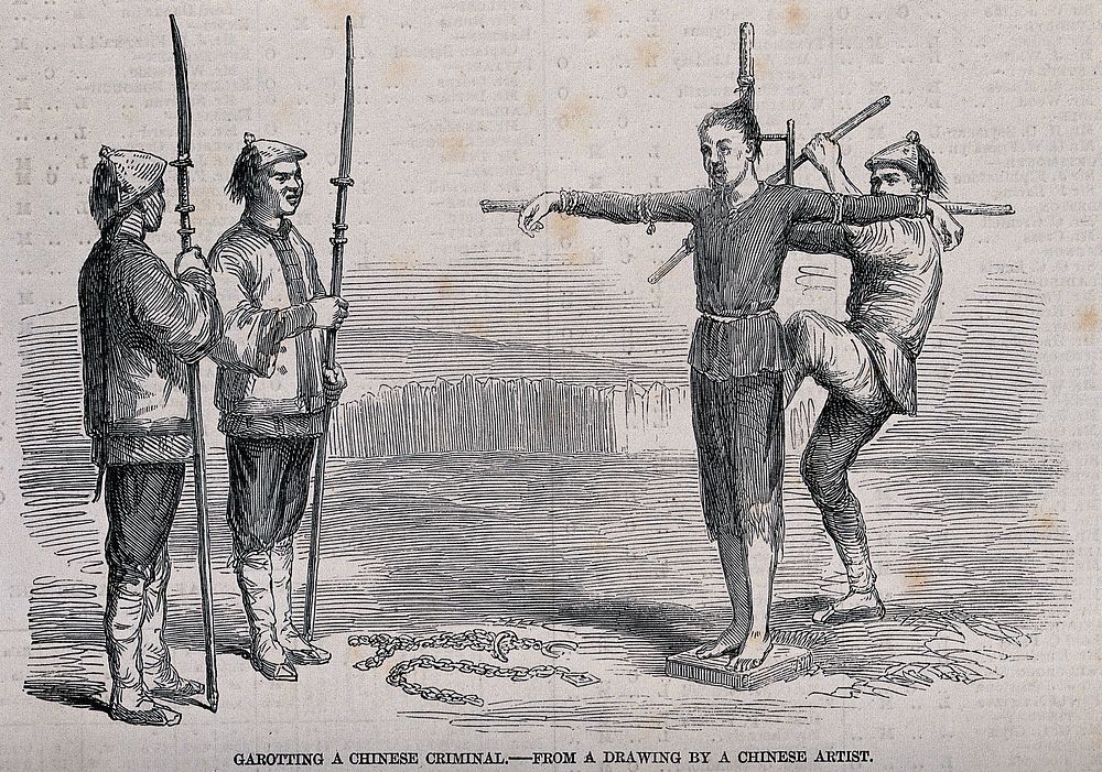 Chinese man being garrotted attached | Free Photo Illustration - rawpixel