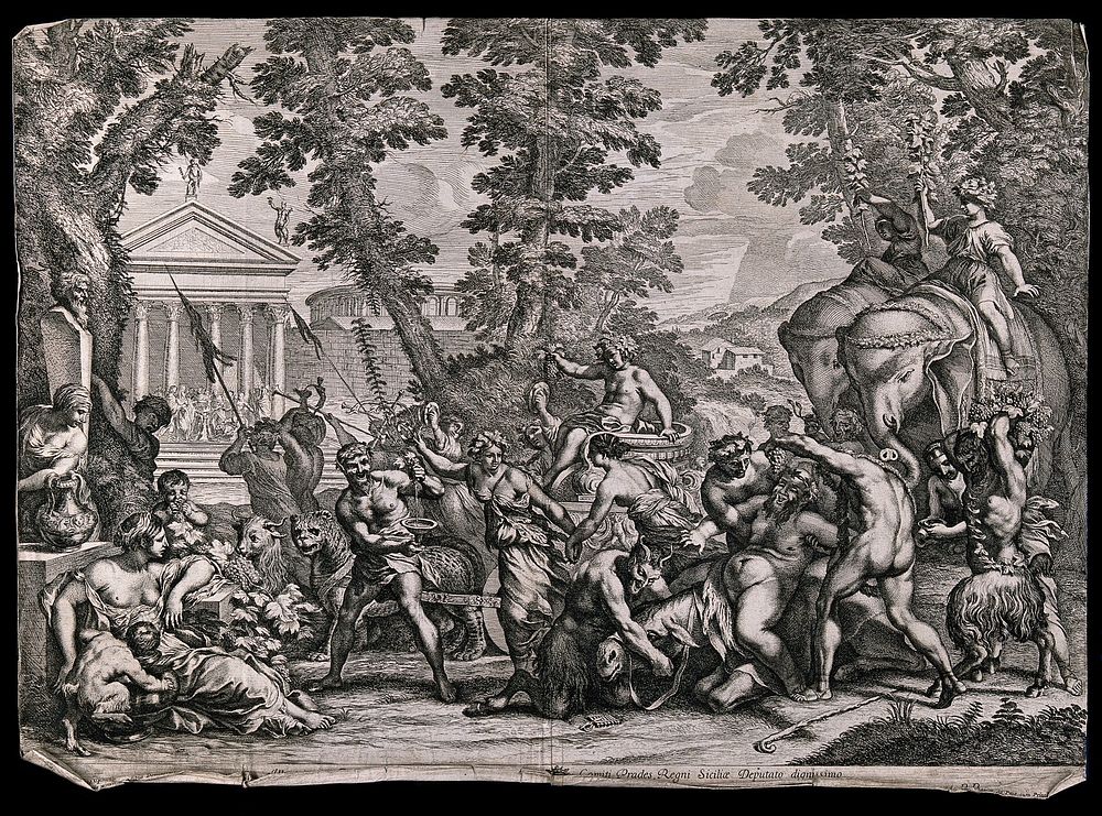 Bacchus carried chariot pulled leopards, | Free Photo Illustration ...