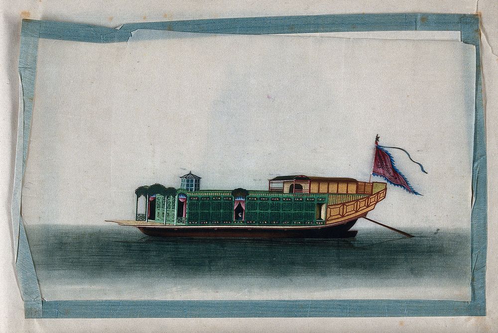 Chinese boat. Painting Chinese artist | Free Photo Illustration - rawpixel