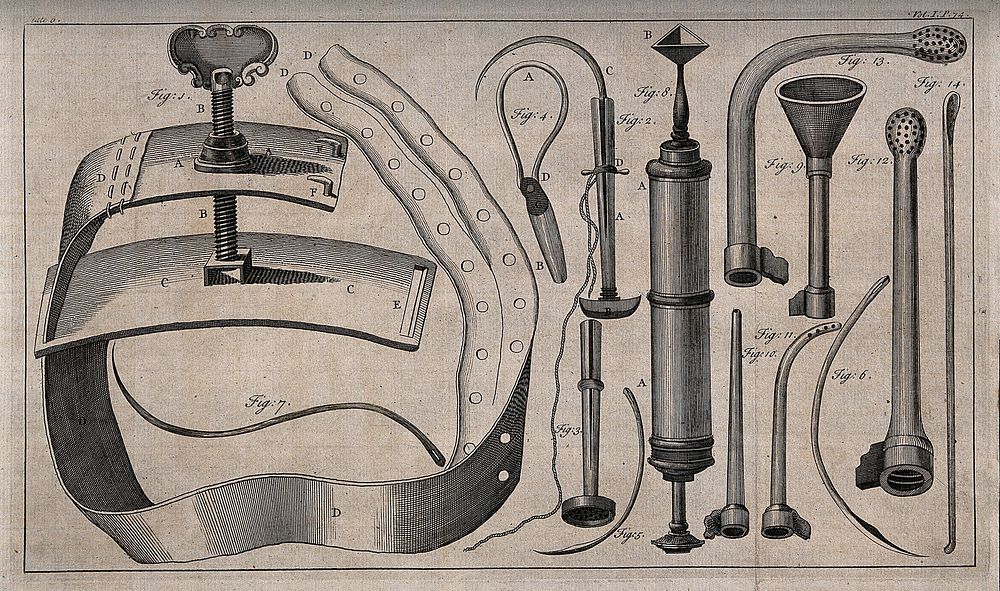Surgical instruments. Engraving with etching | Free Photo Illustration ...