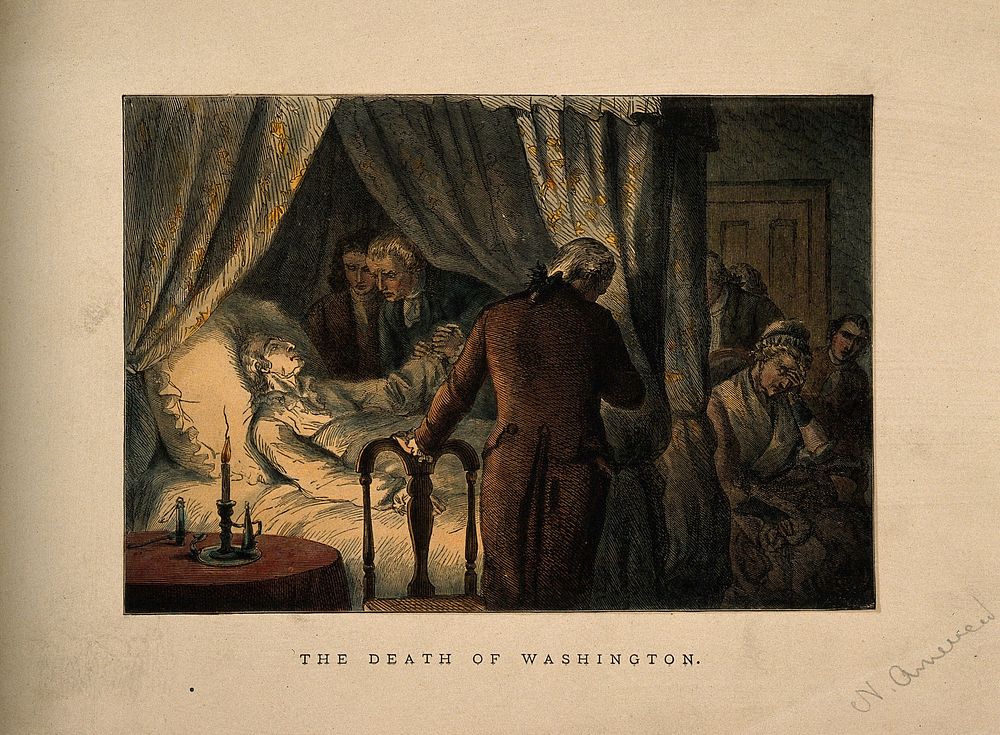 George Washington his deathbed. Coloured | Free Photo Illustration ...