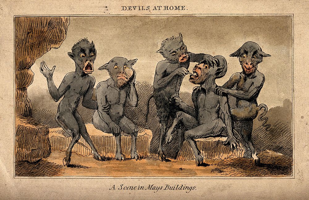 Five demons: one performs dental | Free Photo Illustration - rawpixel