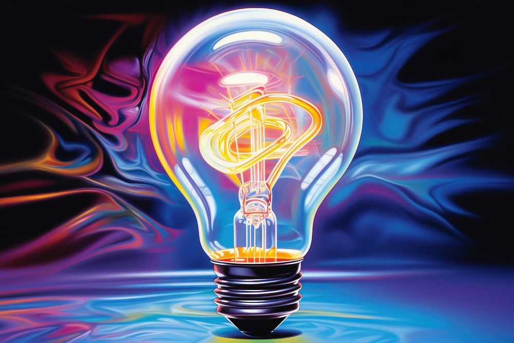 Airbrush art light bulb lightbulb | Free Photo Illustration - rawpixel