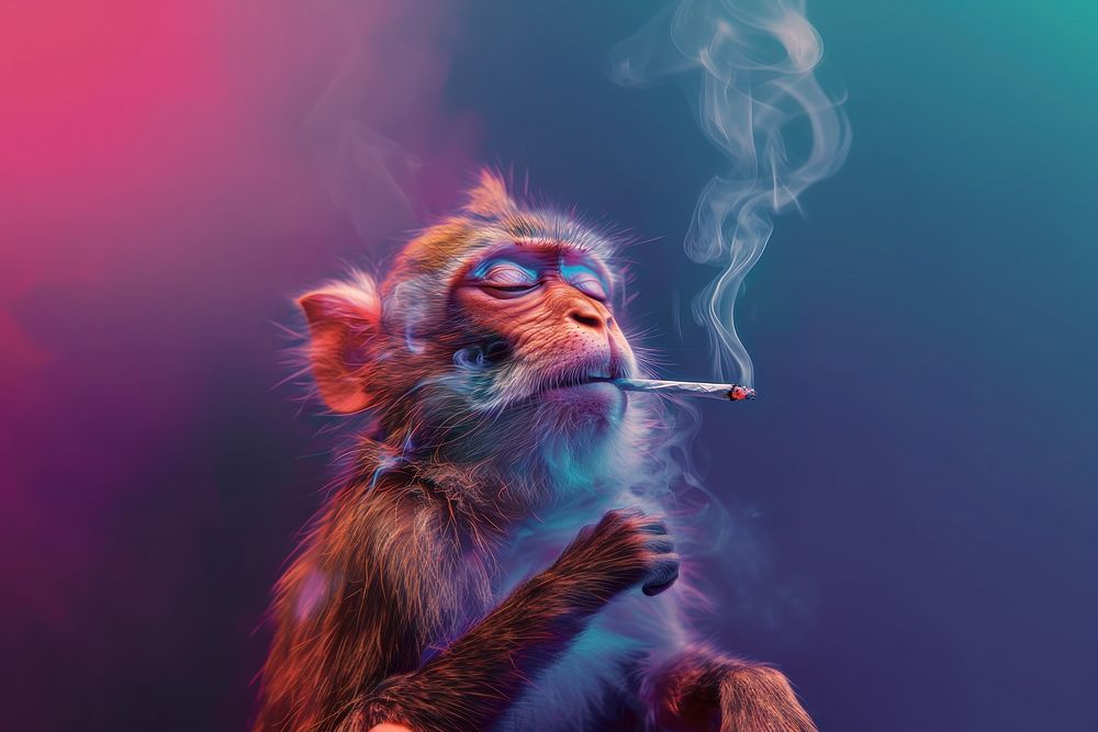 Monkey hare Animal smoking ganja | Premium Photo Illustration - rawpixel
