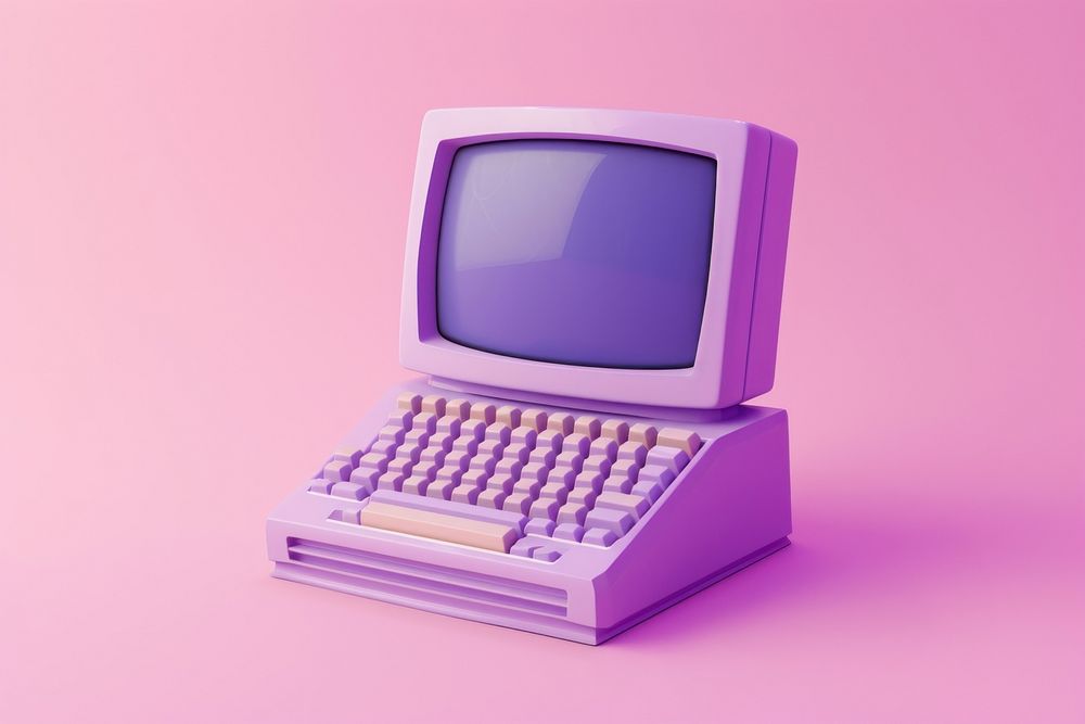 Purple retro computer icon electronics | Premium Photo Illustration ...