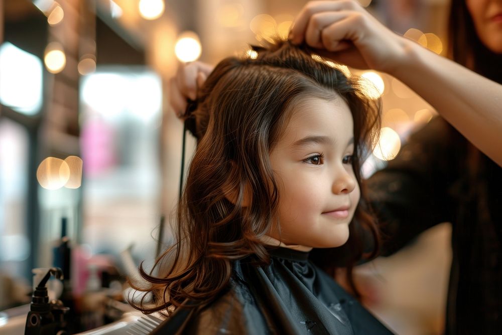 Girl getting haircut barber child | Premium Photo - rawpixel