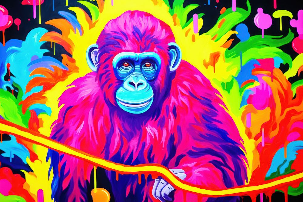 Ape ape wildlife painting. | Free Photo Illustration - rawpixel