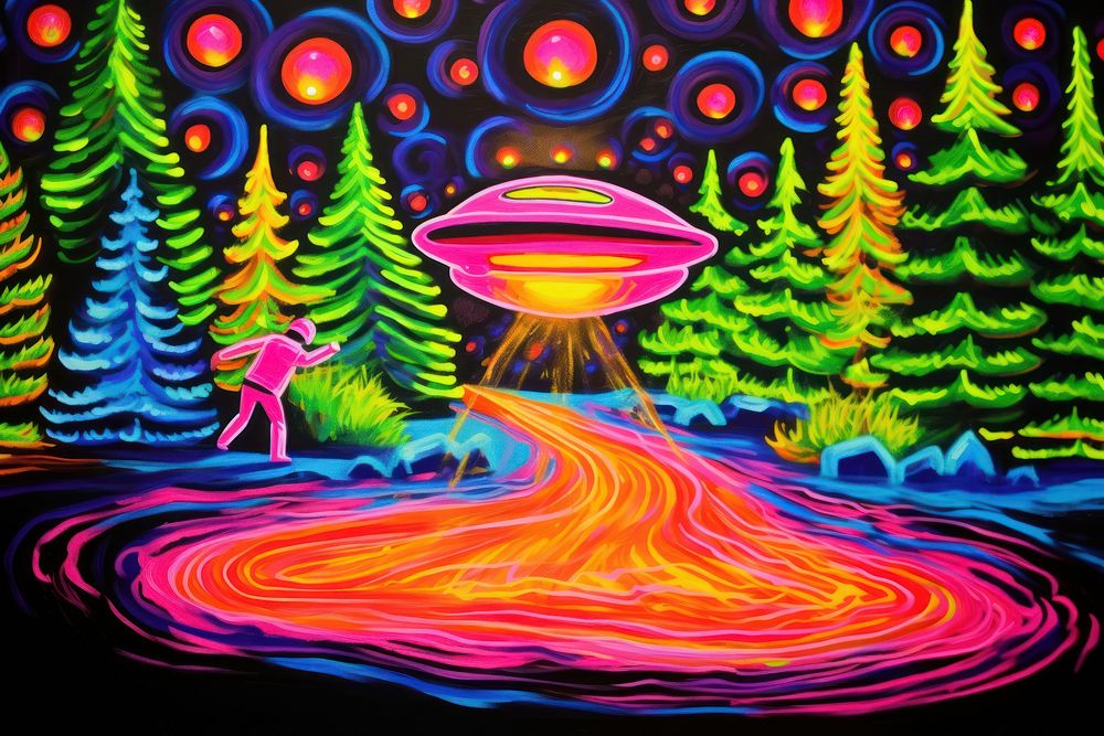 UFO Abduction painting pattern purple. | Premium Photo Illustration ...