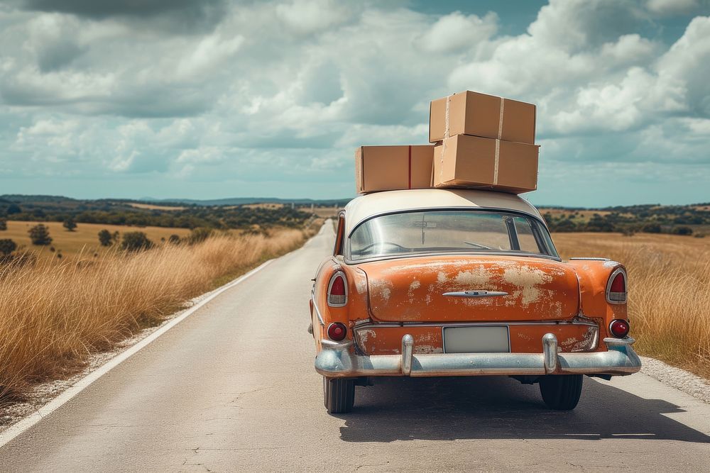 Classic car boxes top vehicle | Premium Photo - rawpixel