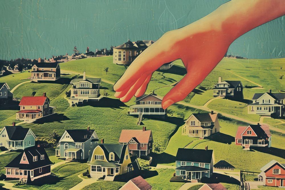 Hand placing suburb house architecture | Free Photo Illustration - rawpixel