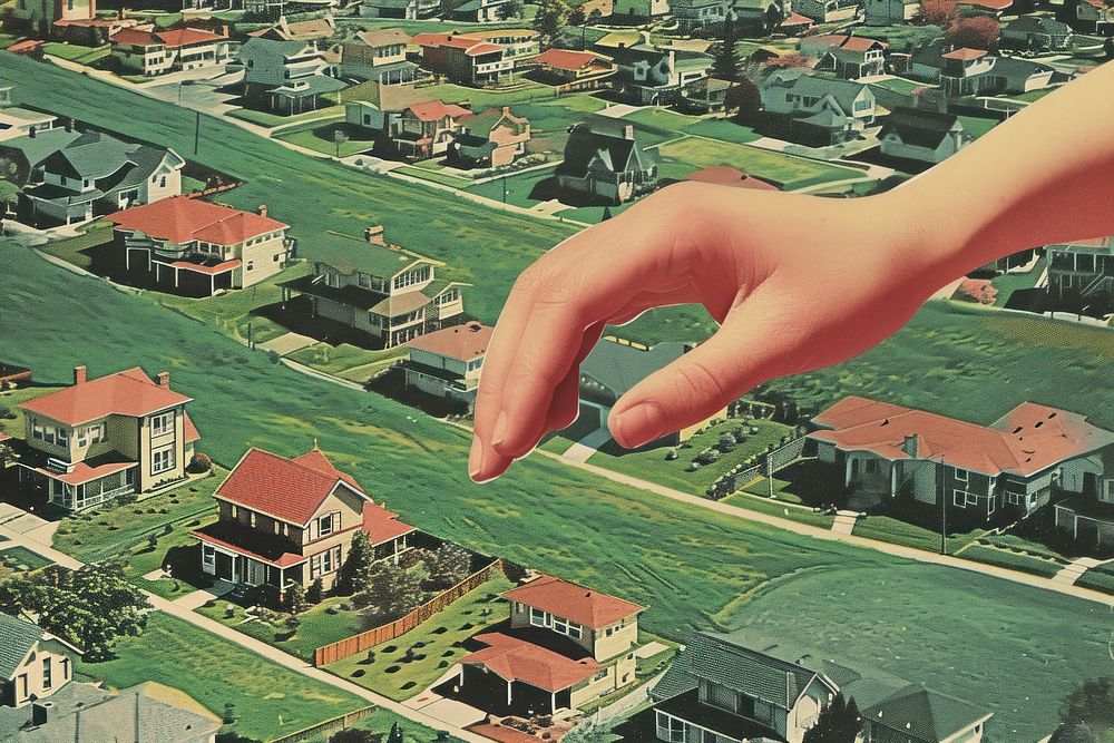 Hand placing suburb house architecture | Premium Photo Illustration ...