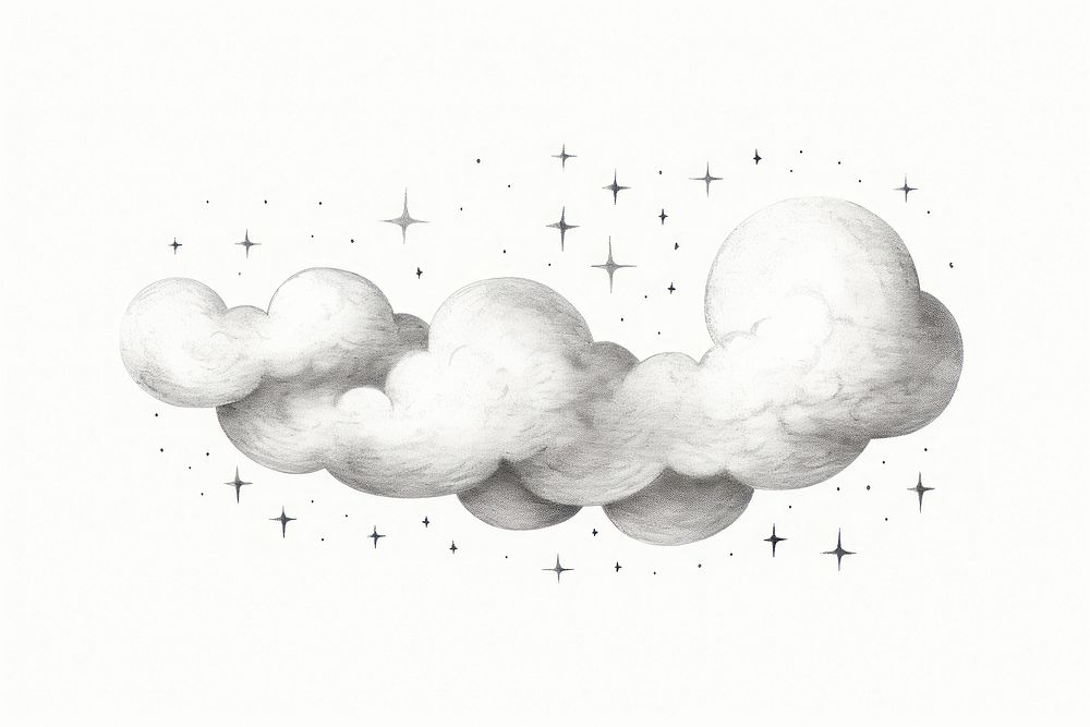 Cloud celestial drawing sketch white. | Premium Photo Illustration ...