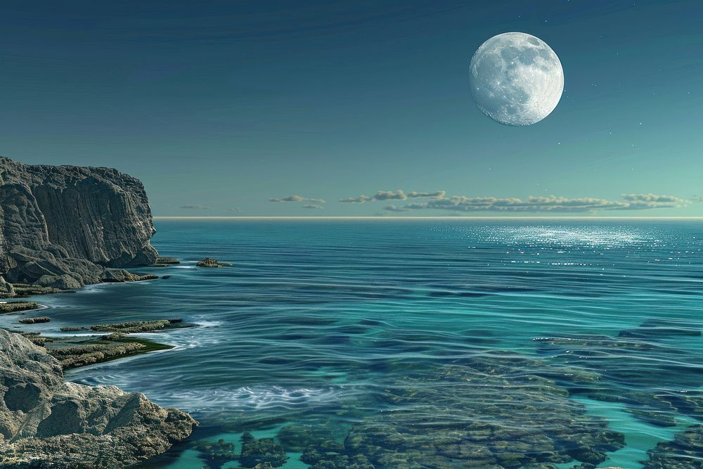 Moon sea realistic landscape astronomy | Premium Photo Illustration ...