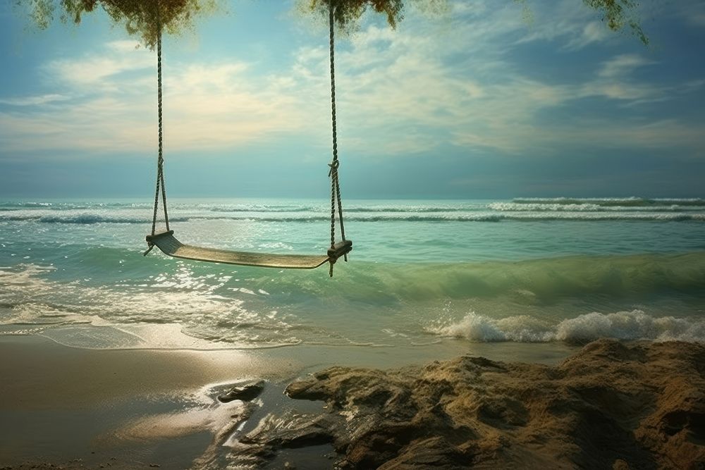beach swing ocean outdoors nature. | Premium Photo - rawpixel