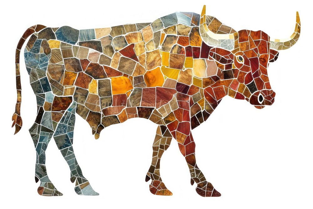 Mosaic tiles bull livestock cattle | Premium Photo - rawpixel