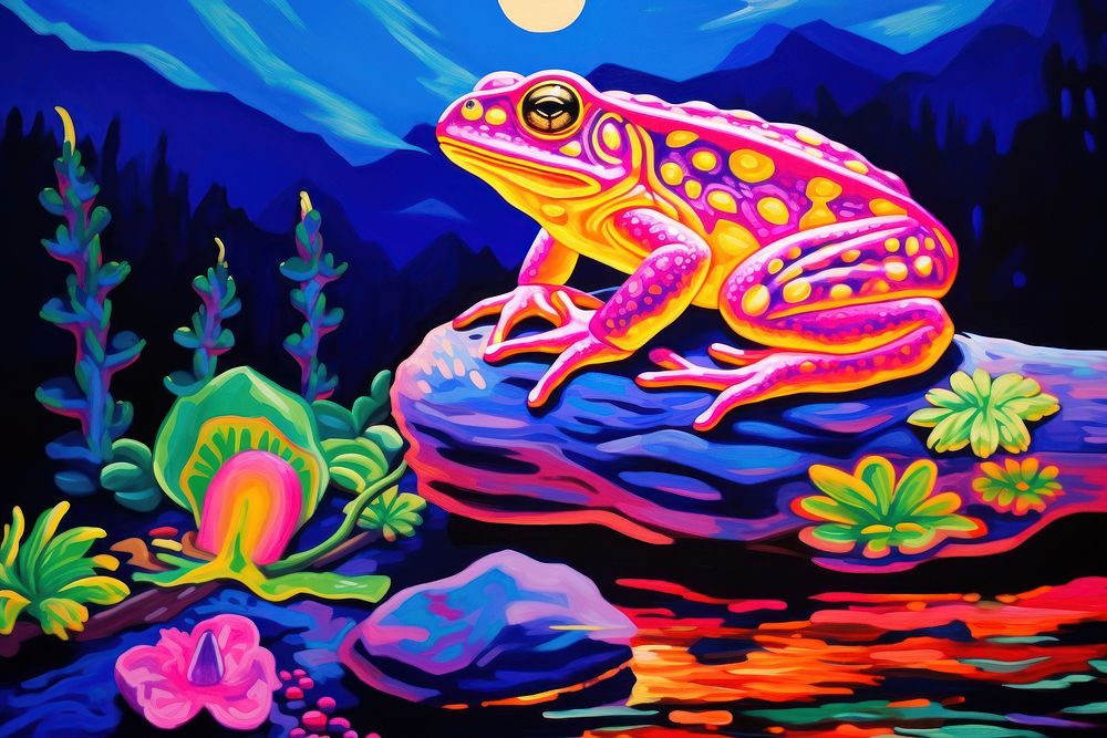 Toad painting purple amphibian. | Premium Photo Illustration - rawpixel