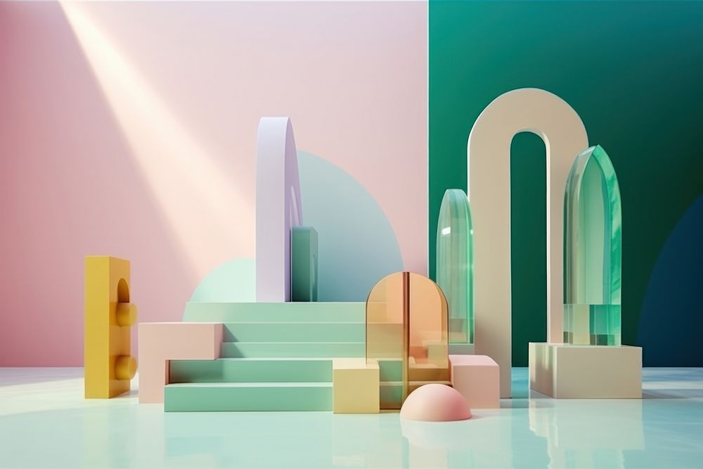 Modern architecture variation yellow green. | Free Photo Illustration ...