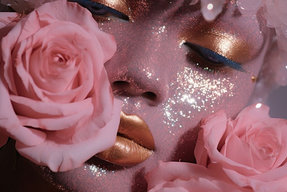 Pink roses glitter flower petal. | Premium Photo - rawpixel