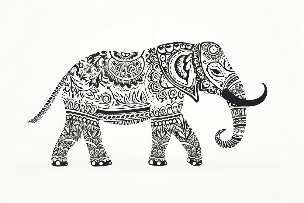 Elephant drawing wildlife pattern. | Premium Photo Illustration - rawpixel