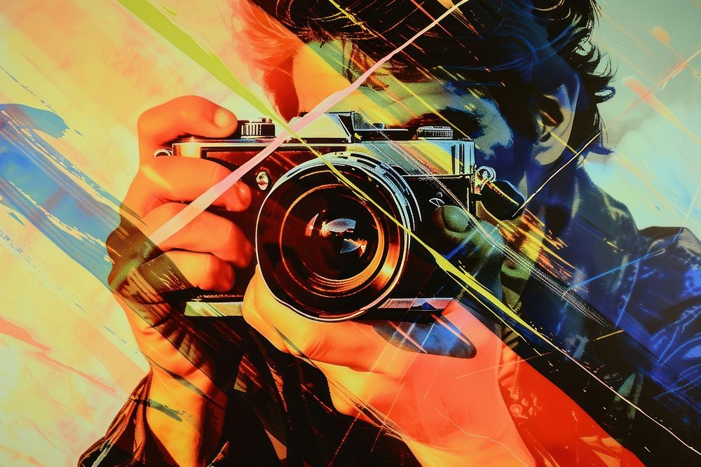 Man using classic camera art | Free Photo Illustration - rawpixel