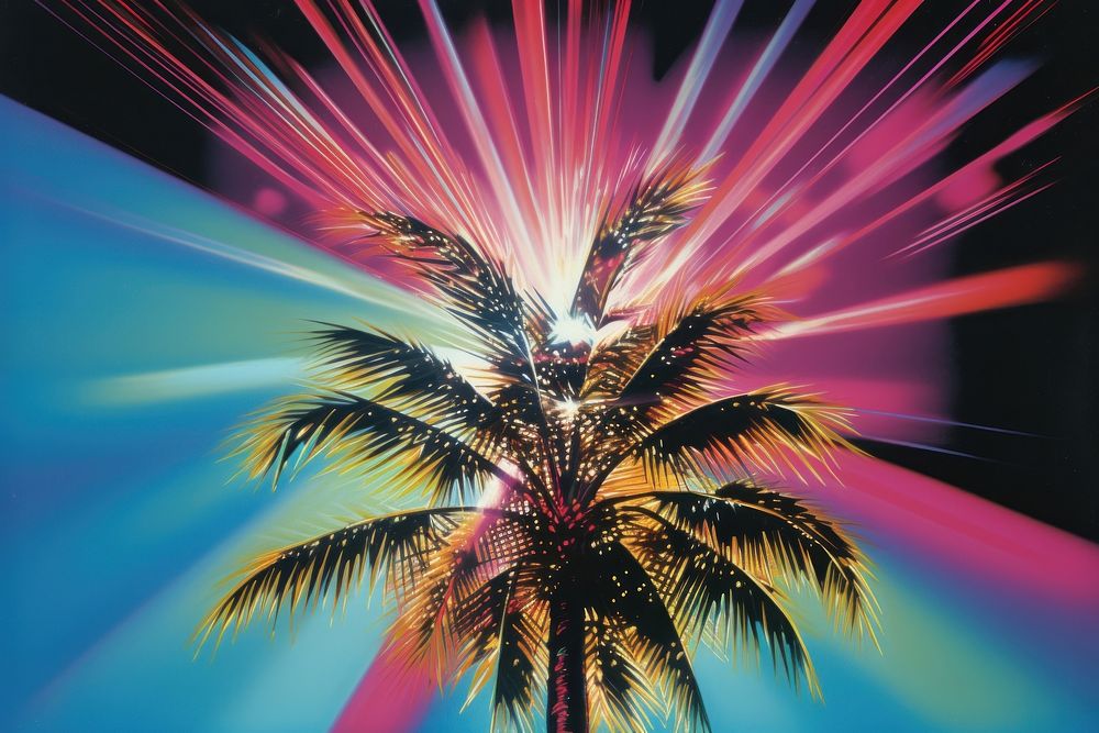 Palm tree fireworks outdoors nature. | Premium Photo Illustration ...