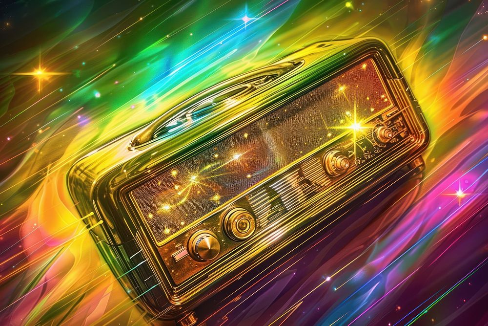 Retro radio light illuminated electronics. | Premium Photo Illustration ...