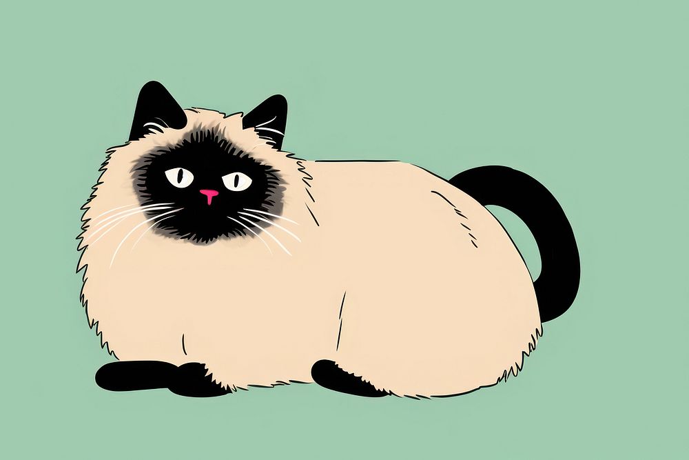 Birman cat cartoon drawing animal | Free Photo Illustration - rawpixel