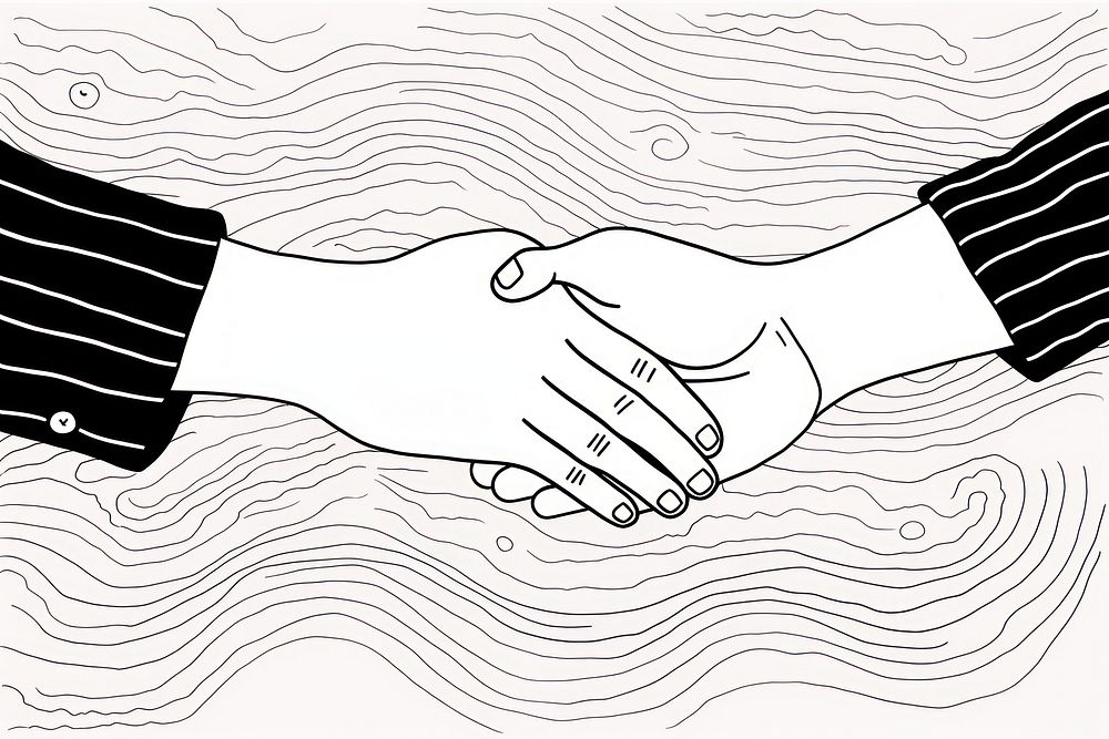 Shaking hands handshake drawing cartoon. | Premium Photo Illustration ...