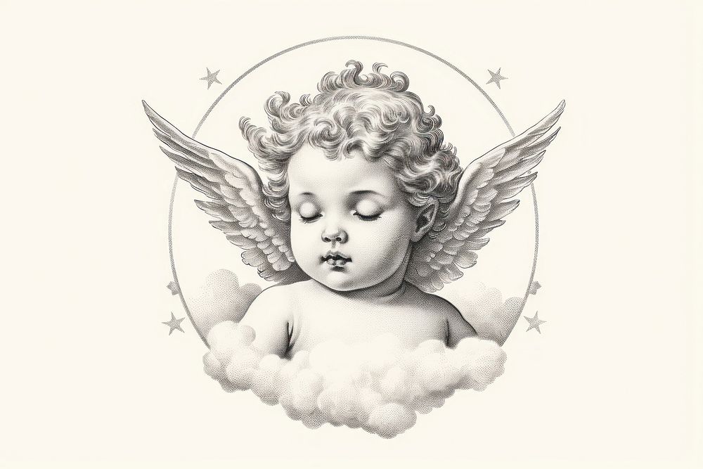 Illustration cherub drawing portrait sketch | Premium Photo ...