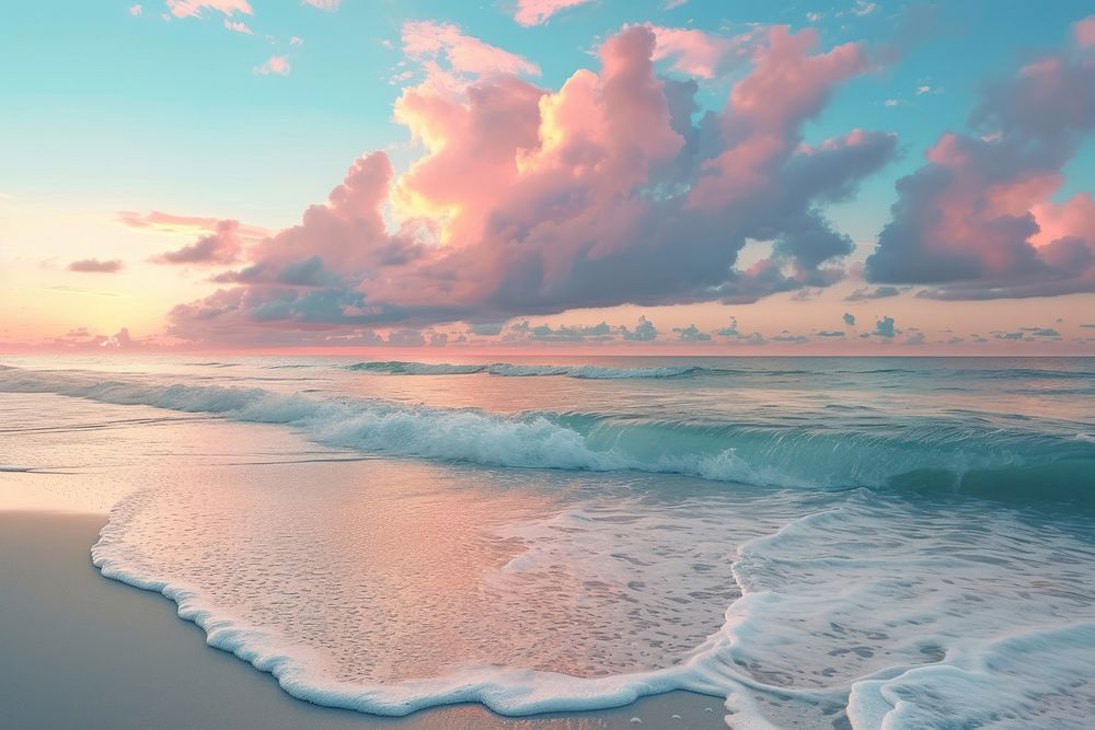 Photo fall sunset beach seawaves | Free Photo - rawpixel