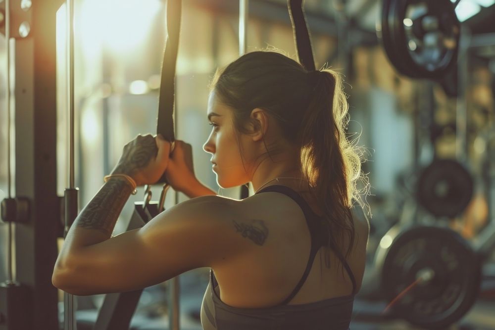 woman exercise gym adult determination | Free Photo - rawpixel