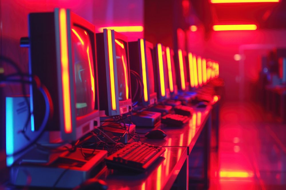 Futuristic computer lab equipment row | Premium Photo - rawpixel