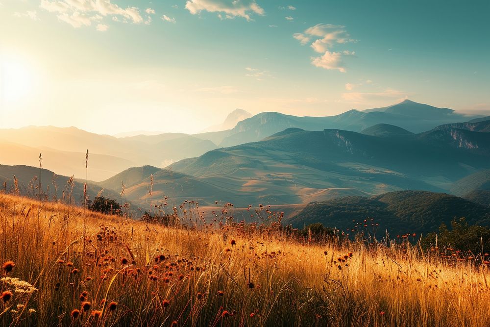 Mountains field landscape wilderness grassland. | Premium Photo - rawpixel