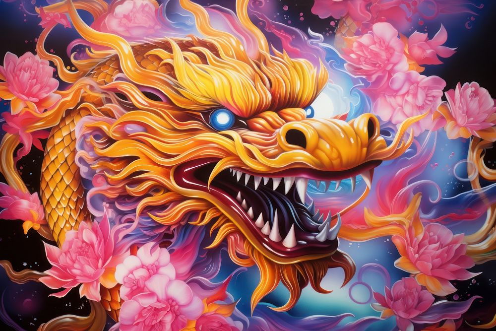 Chinese dragon art painting pattern. | Premium Photo Illustration ...