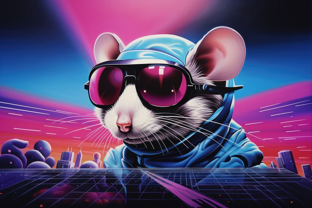 city rat cartoon purple publication | Free Photo Illustration - rawpixel