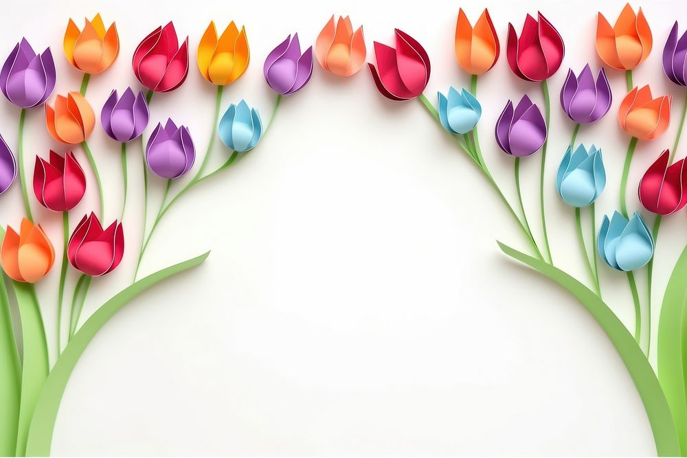 Tulip floral border flower plant | Free Photo - rawpixel