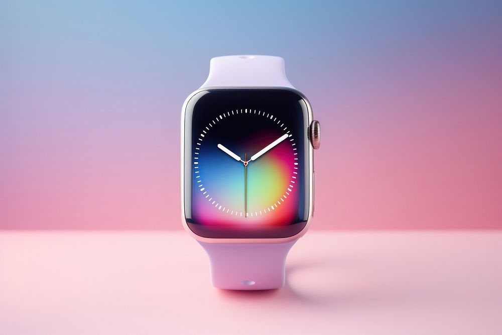 Smartwatch gradient background clock pink | Premium Photo Illustration ...