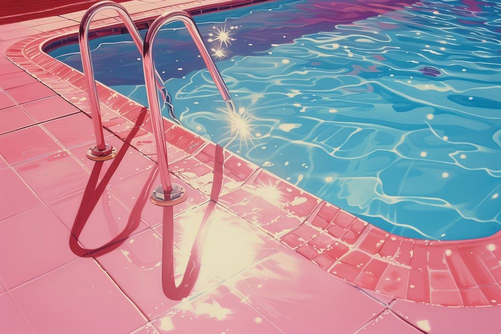 Swimming pool refraction reflection poolside. | Premium Photo ...