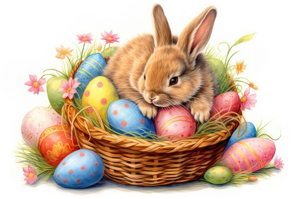 Easter bunny basket egg rodent. | Premium Photo Illustration - rawpixel