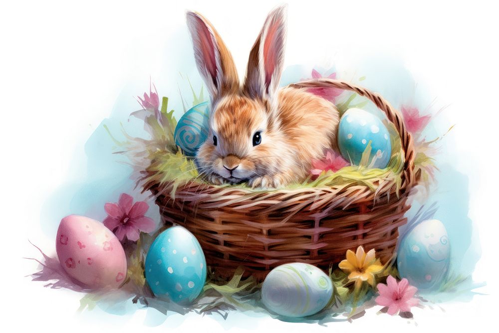 Easter bunny basket egg rodent. | Premium Photo Illustration - rawpixel