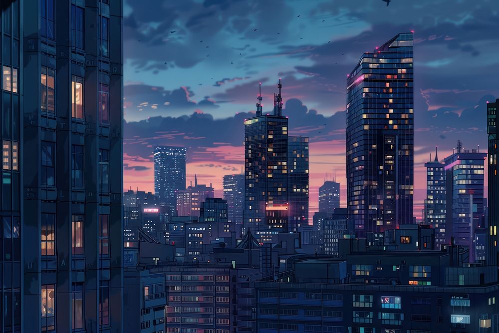 Exterior highrise building dusk architecture | Premium Photo - rawpixel