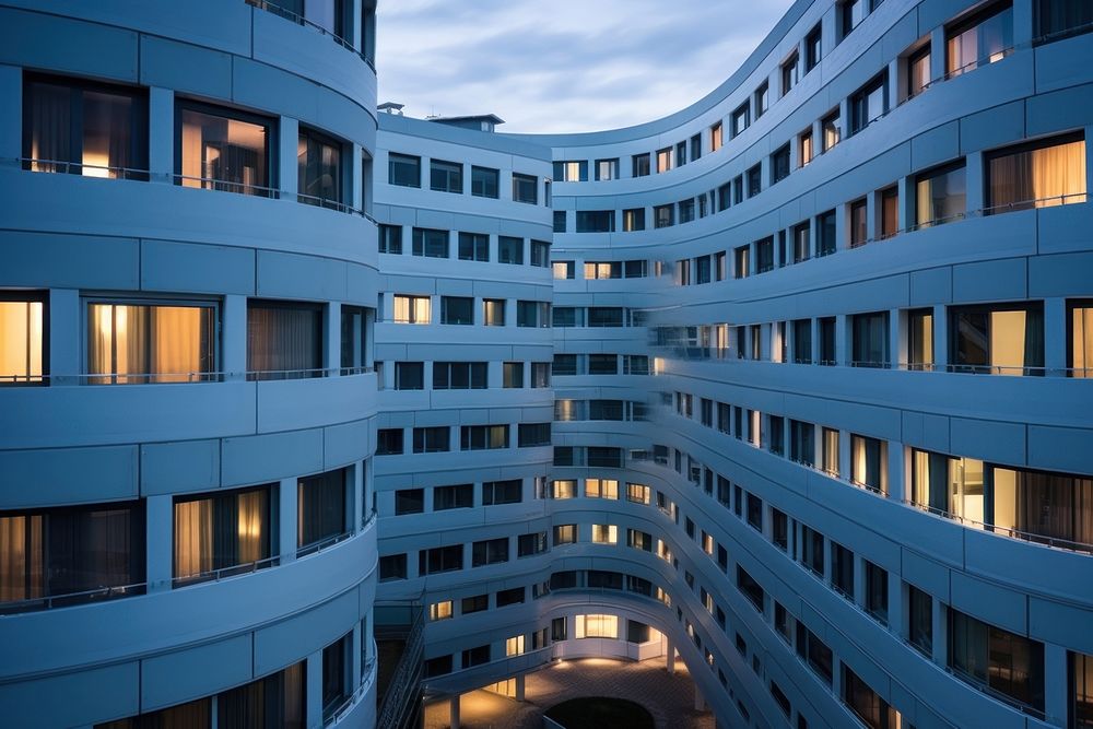Exterior highrise building dusk architecture | Premium Photo - rawpixel