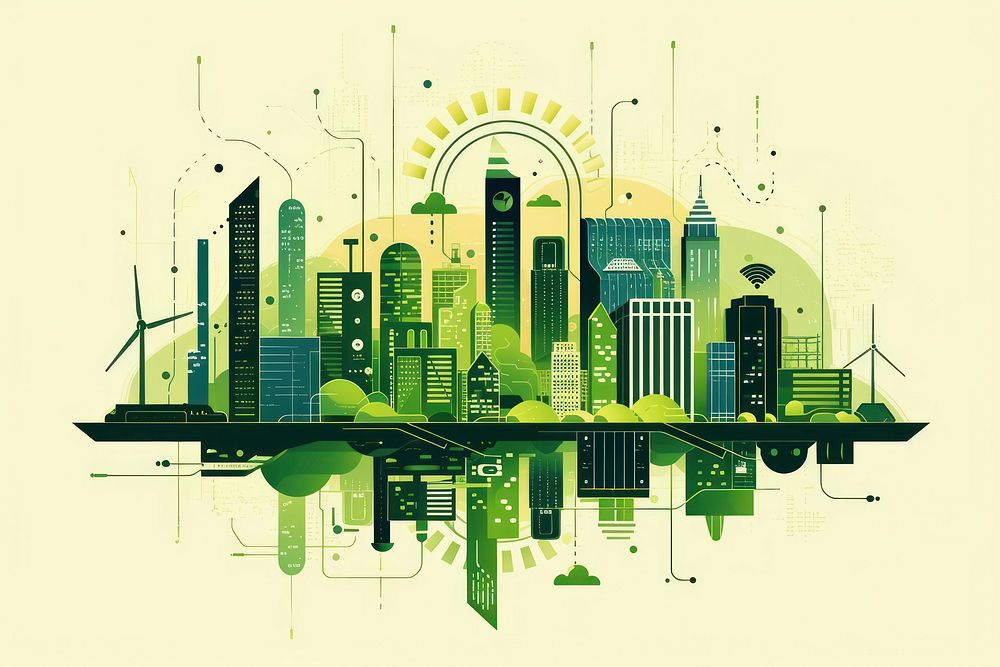 Smart city green technology architecture. | Premium Photo Illustration ...