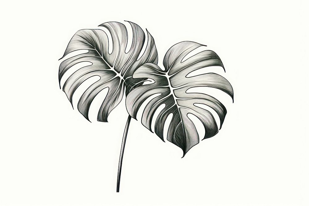 Monstera plant drawing sketch leaf | Free Photo Illustration - rawpixel