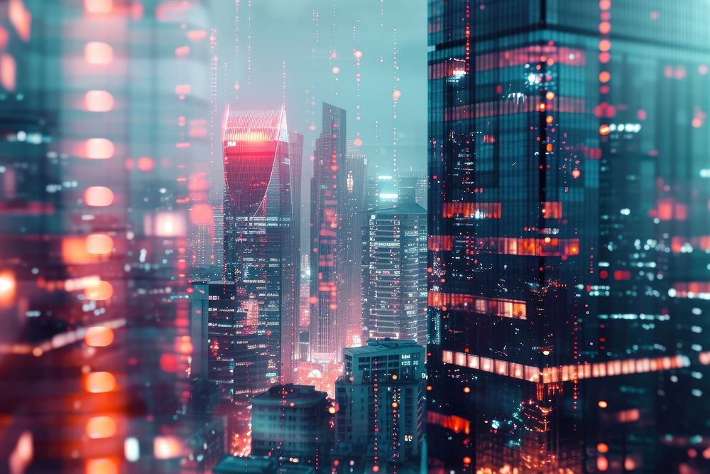 Digital city architecture technology metropolis. | Premium Photo ...